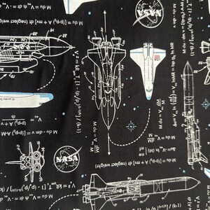 Outer Space by NASA - Rocket Math on Black Background by RBD/ Cotton ...
