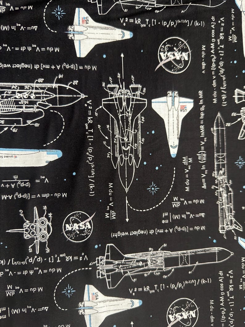 Outer Space by NASA - Rocket Math on Black Background by RBD/ Cotton ...