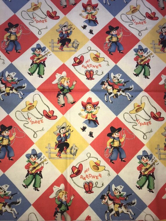 Yippee Retro Cowboy & Cowgirl on Dimond Background by Michael | Etsy