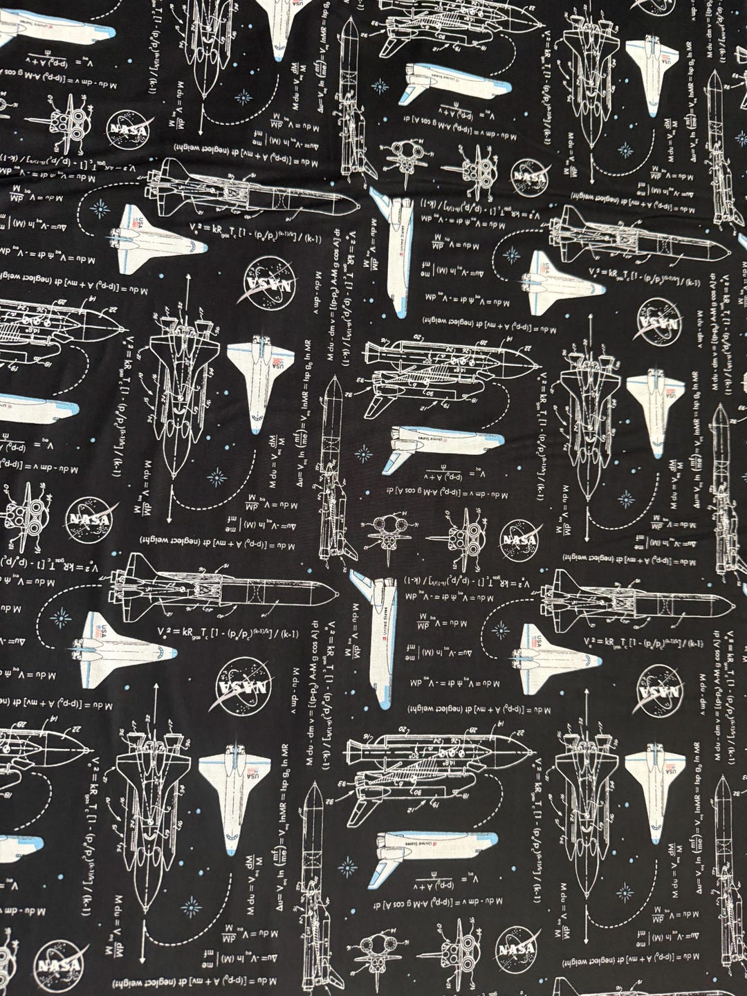 Outer Space by NASA - Rocket Math on Black Background by RBD/ Cotton ...