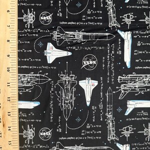 Outer Space by NASA - Rocket Math on Black Background by RBD/ Cotton ...