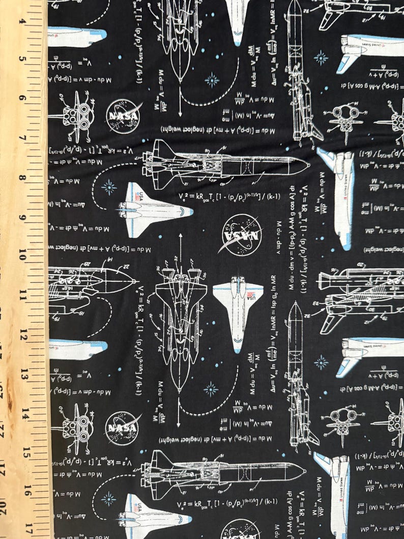 Outer Space by NASA - Rocket Math on Black Background by RBD/ Cotton ...