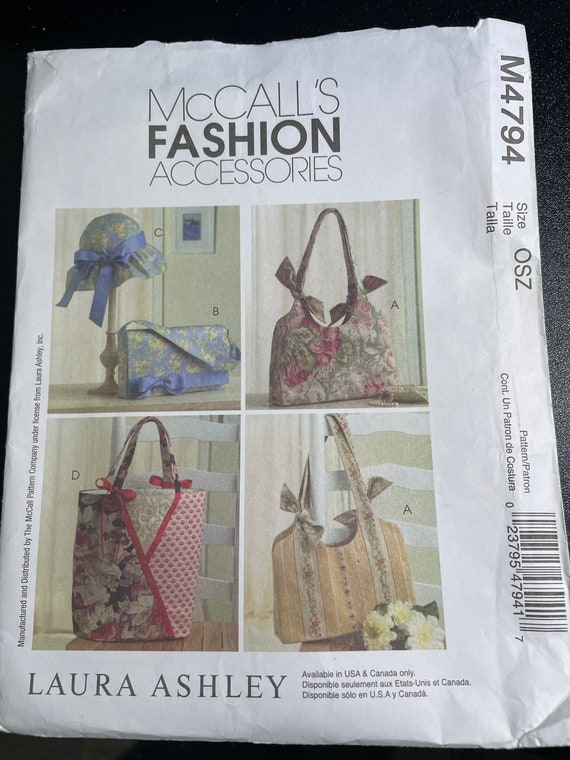 Mccalls Laura Ashley Handbags and Hat Sewing Pattern | Etsy