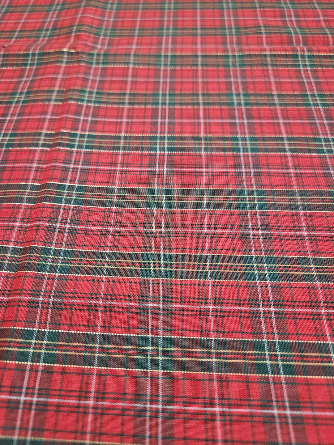 Vintage Christmas Plaid Fabric/cotton/from 2010/ Sold by the Half Yard ...