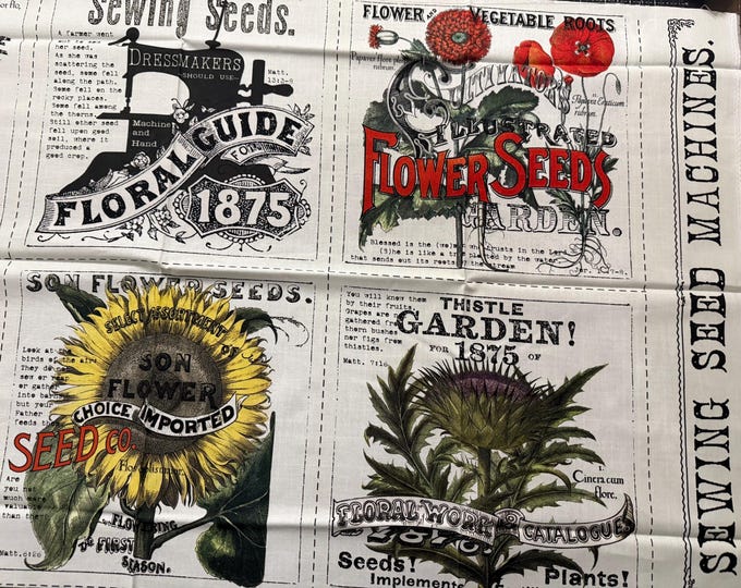 Sewing Seeds III Seed Packet Quilt Block Panel 24” by 43.5” by J Wecker ...