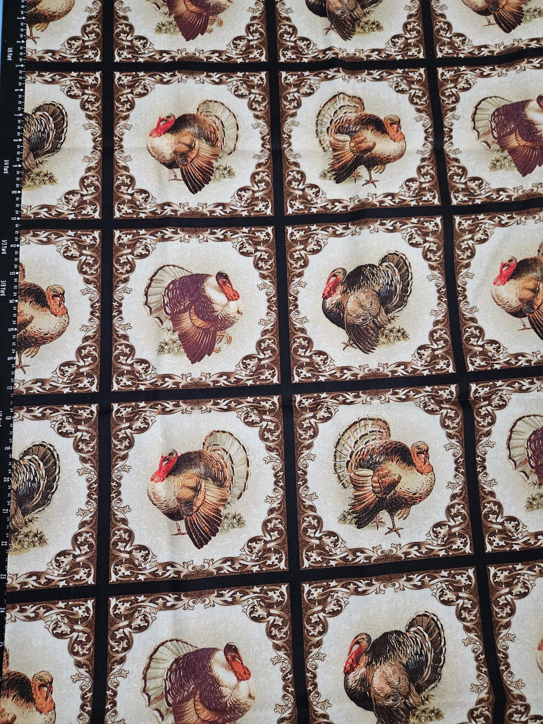 Turkey Time - Turkey Block Fabric by Skyline Studios Four Benartex ...