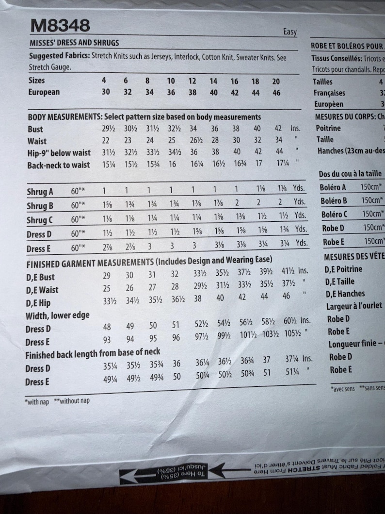 Mccalls Misses Dress and Shrug Sewing Pattern #M8348/ Size 6,8,10,12 ...