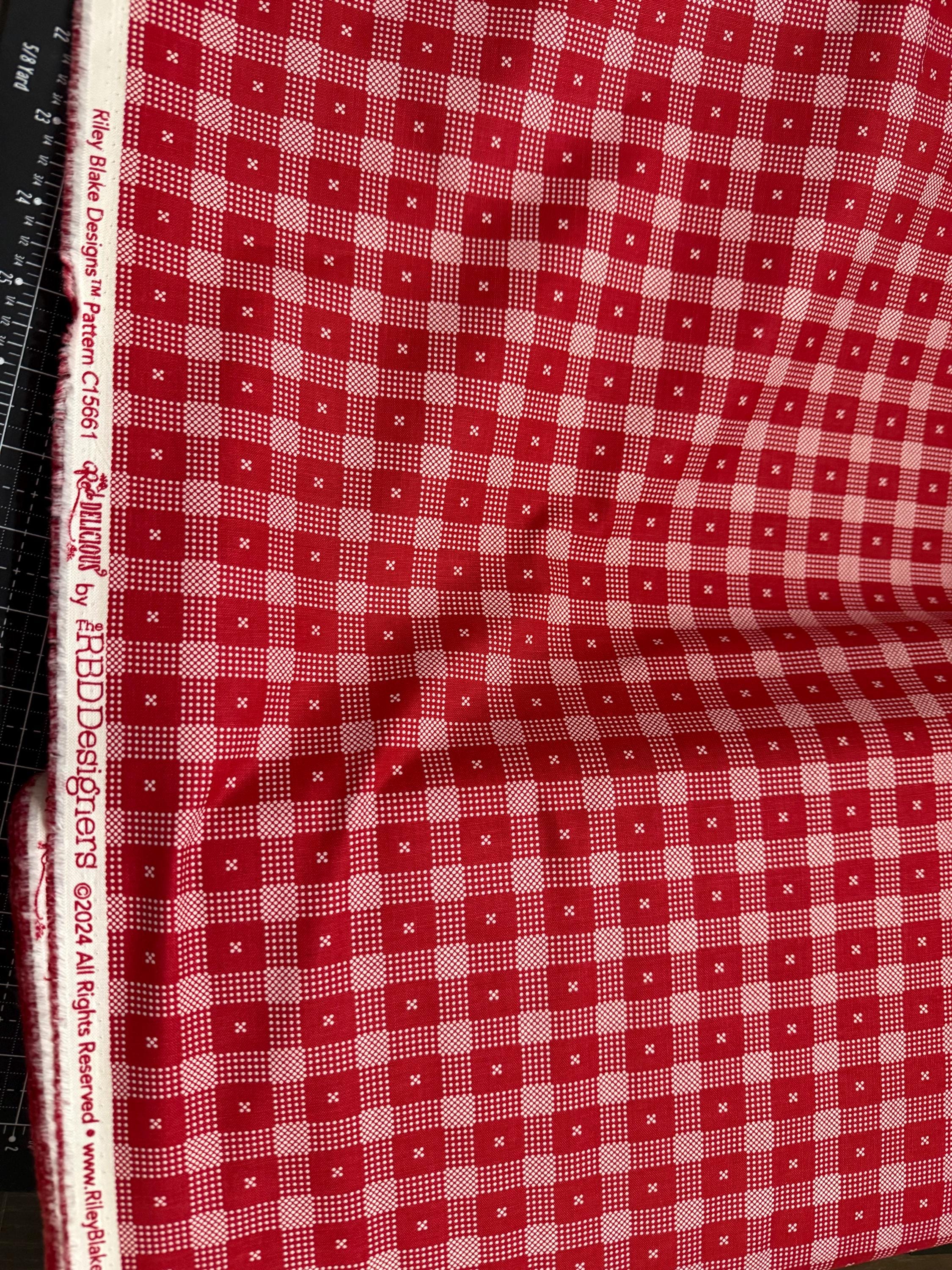 Red Delicious Candy Apple Red Check Print Fabric by RBD Designers for ...