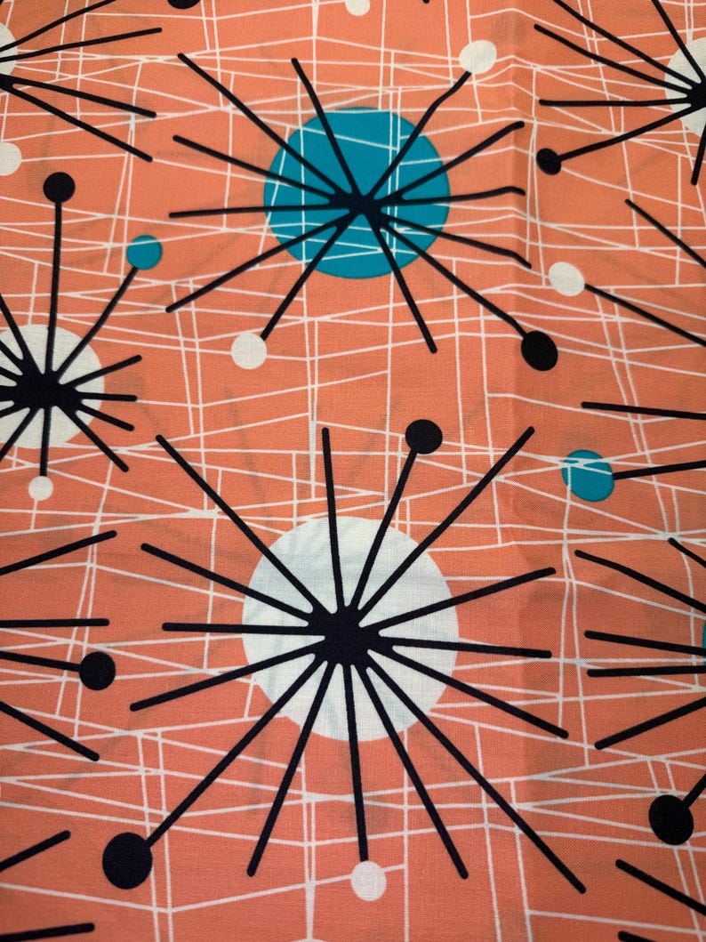 Atomic on Orange Background by Michael Miller / Cotton/fabric Sold by ...