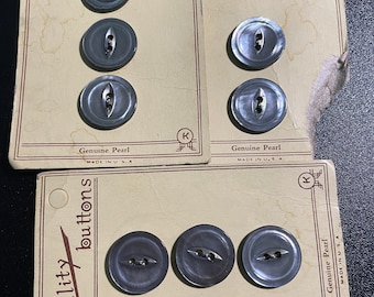 1940’s Trademark Blue Pearl Buttons on a Card/ Size Unknown/ Genuine ...