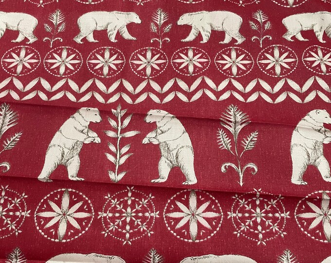 Arctic- Polar Bears on Dark Red by STOF France/ Cotton/ Sold by the ...