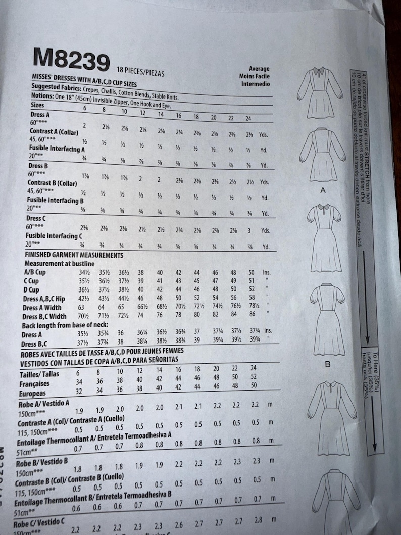 Mccalls Misses Dress Sewing Pattern #M8239/ Size 6,8,10,12,14/ New Factory Fold - Etsy UK
