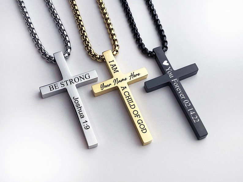 Personalized CROSS NECKLACE Custom Necklaces Gifts for Men Him - Etsy