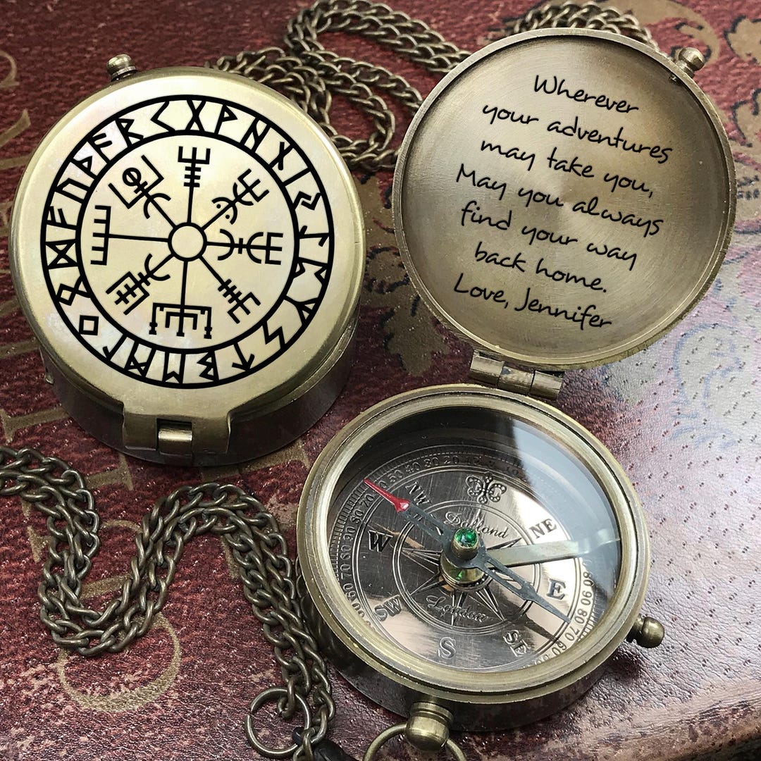 Custom Engraved Compass - Personalized Gift for Him, Unique ...