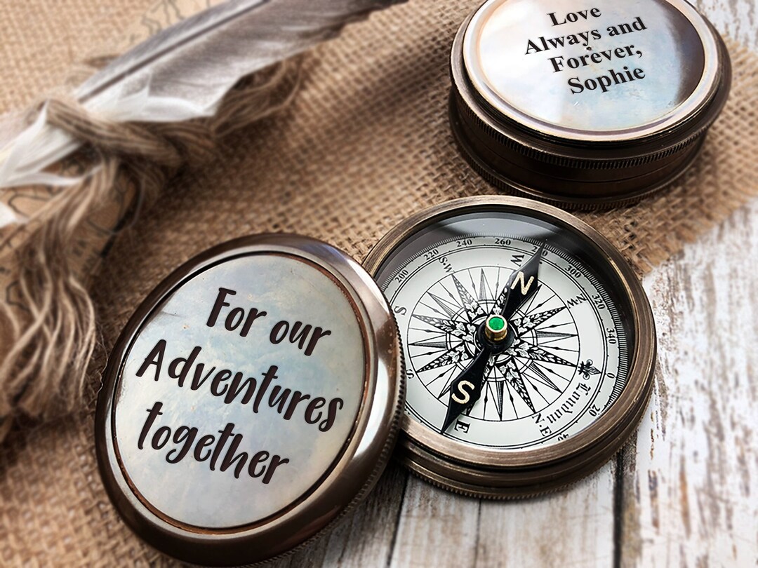 Men's Hidden Message Compass, Antique Genuine Solid Brass Compass for ...