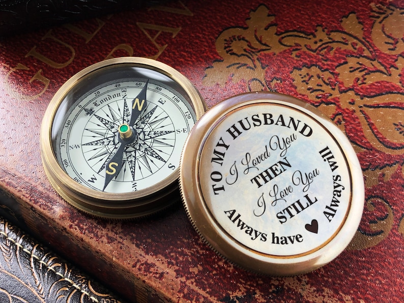 Men's Hidden Message Compass, Antique Genuine Solid Brass Compass for ...