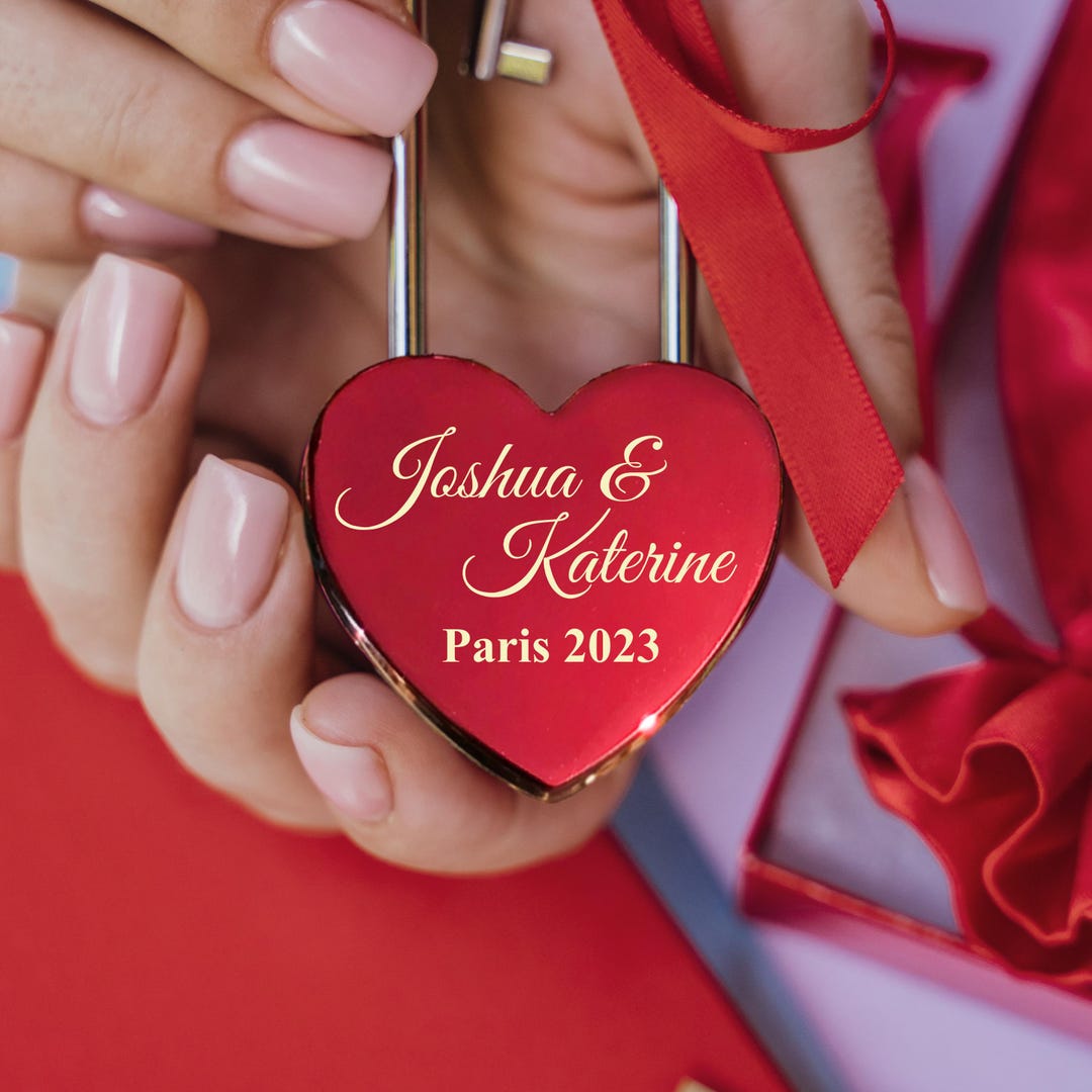 Personalized Love Lock for Couples, Metal Red Padlock With Key ...