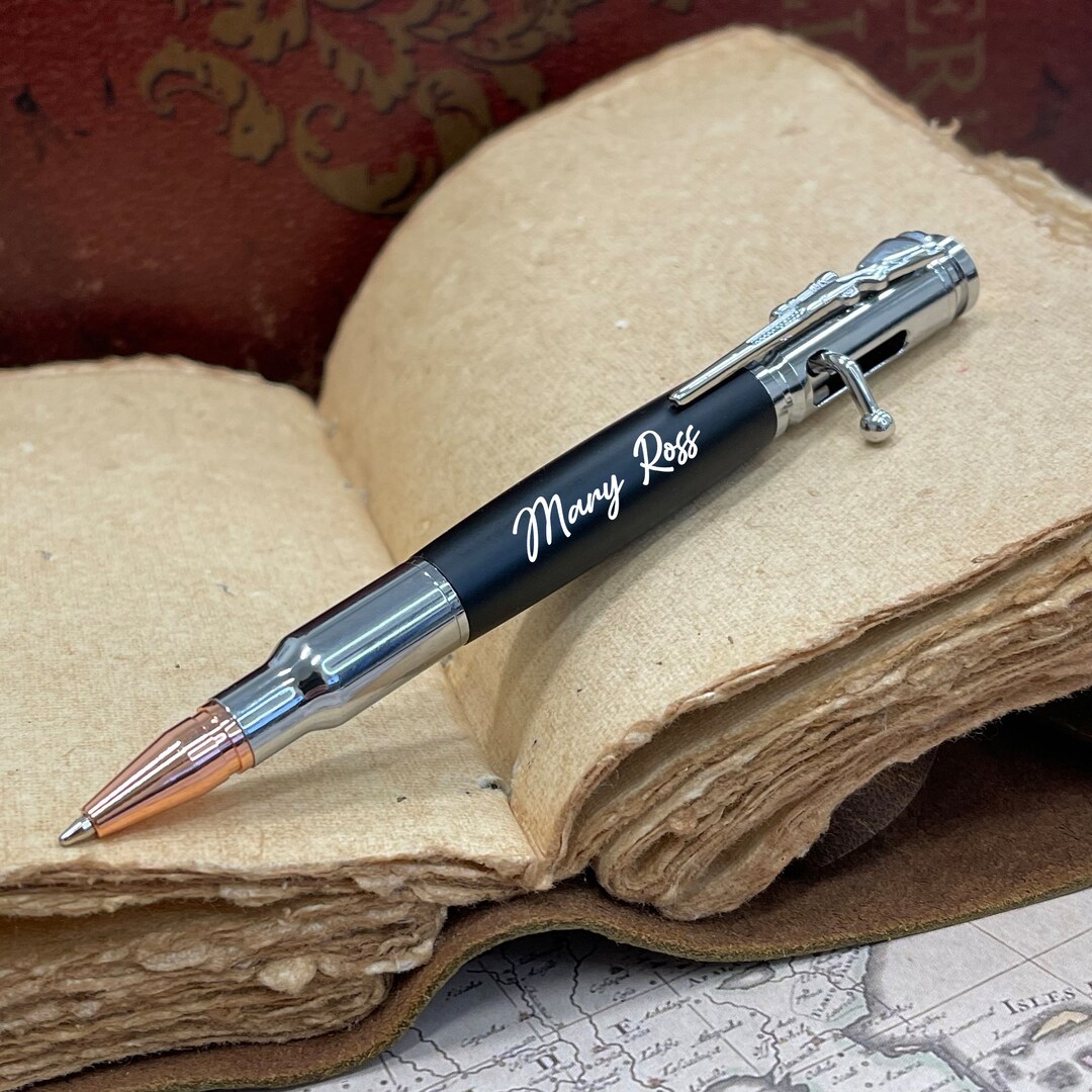 Personalized Ballpoint Pen Gun Metal Bolt Action Bullet Shaped Pen in ...