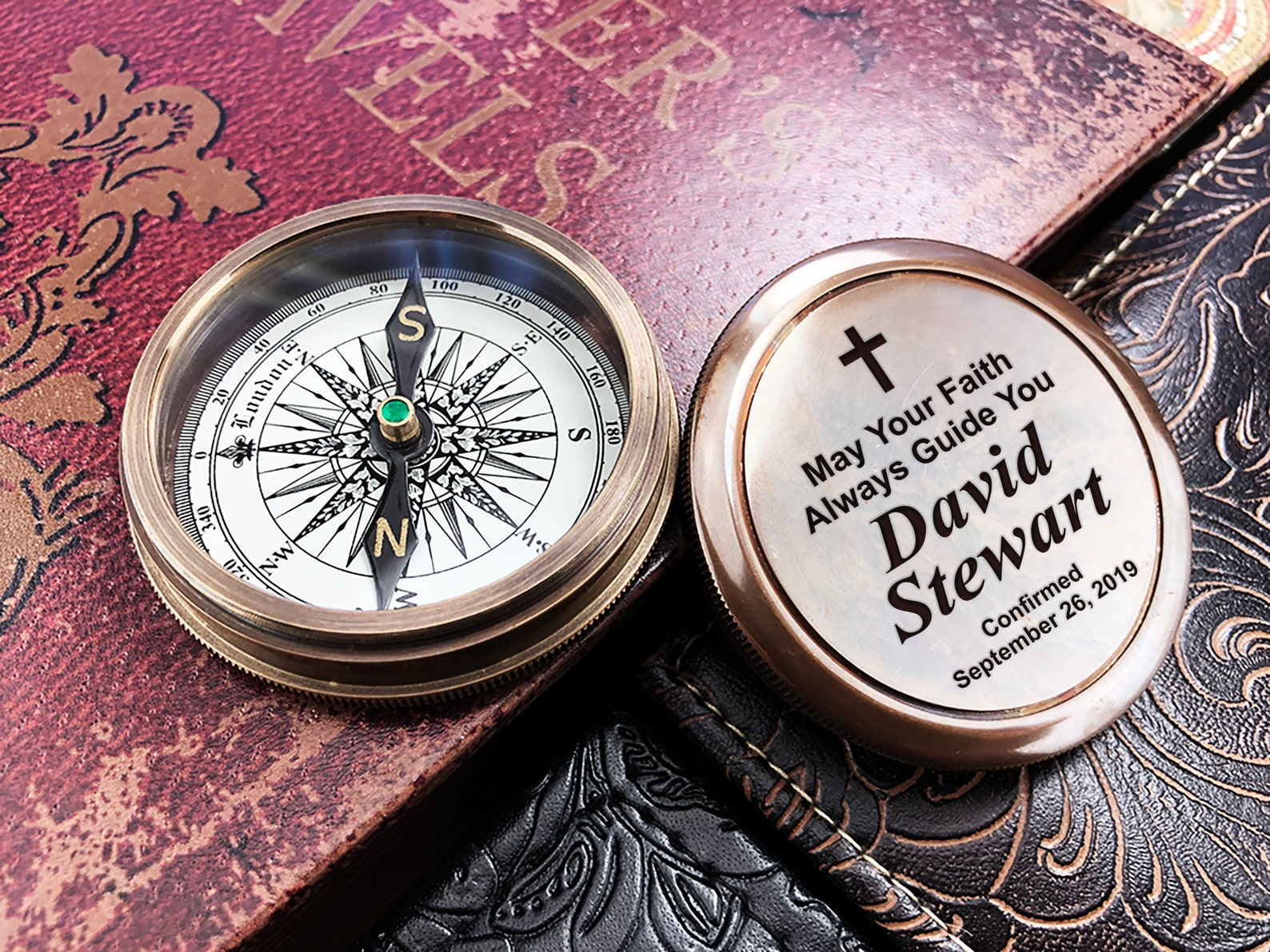 Personalized Brass Compass, Engraved Wedding Gift, Anniversary Keepsake ...