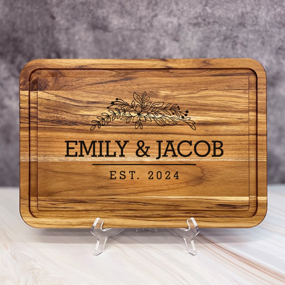 Personalized Engraved Cutting Board With Floral and Name Design for ...
