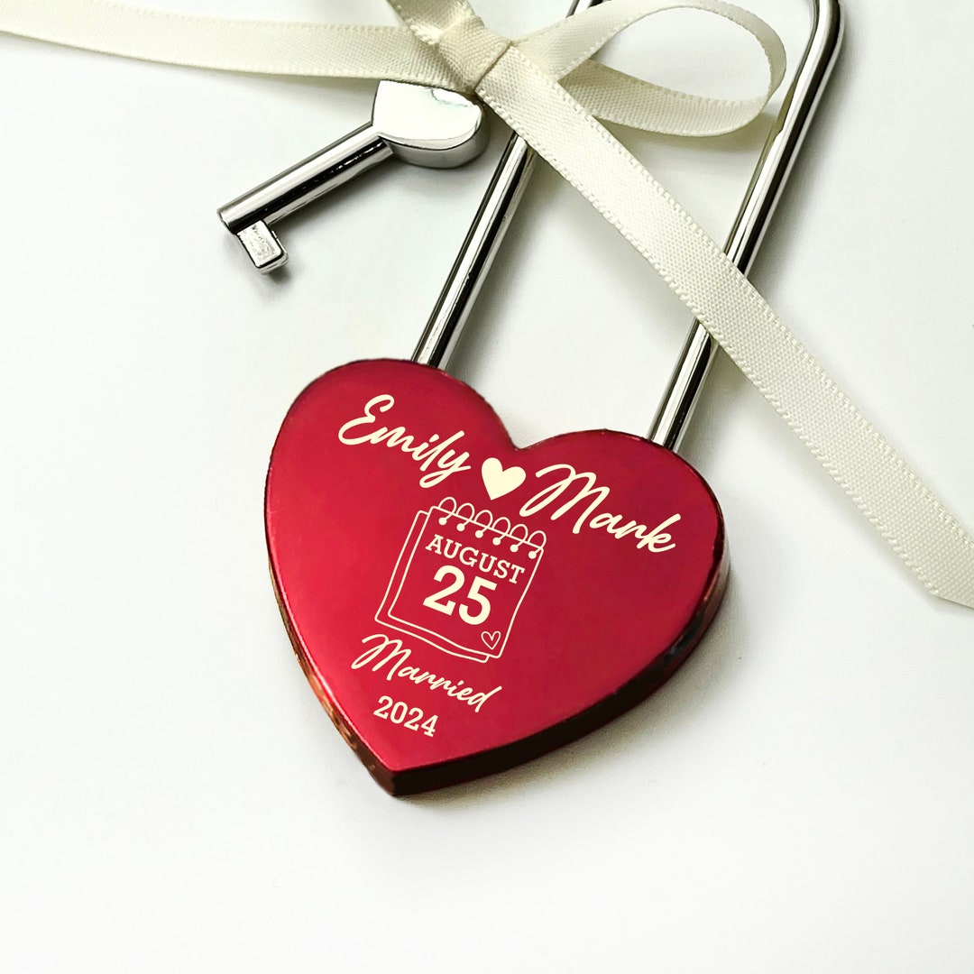 Personalized Love Lock for Lovers Wedding Gift, Red Padlock With Key ...