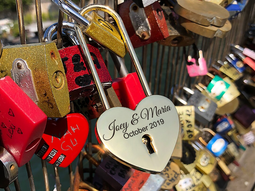Personalized Love Lock Unique Wedding Gift Custom Engraved Gold Padlock ...