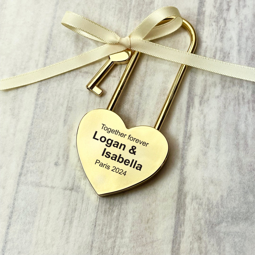 Personalized Gold Love Lock Anniversary Gift Custom Love Locks ...