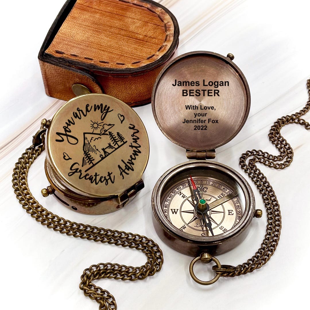 Engraved Gold Brass Compass | Personalized Keepsake Compass Gift - Etsy