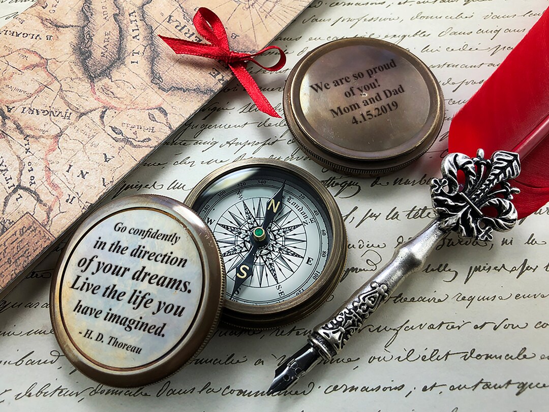 Anniversary Compass and Wedding Gift: Engagement Gift Vintage Brass ...