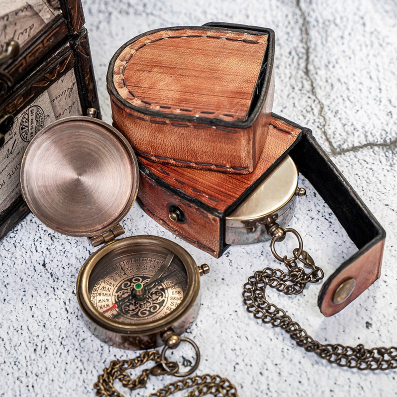 Leather Compass Case Personalized Engraved Option - Etsy