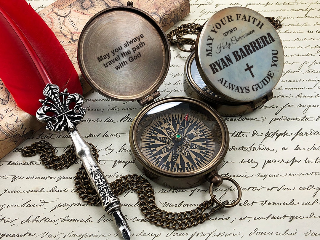 Personalized Working Navigation Compass in Gift Box, Custom Engraved ...