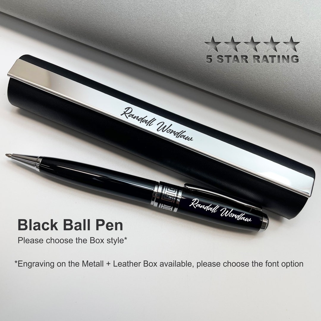 Deluxe Black Ballpoint Pen – Personalized Engraved Lacquer Pen With ...