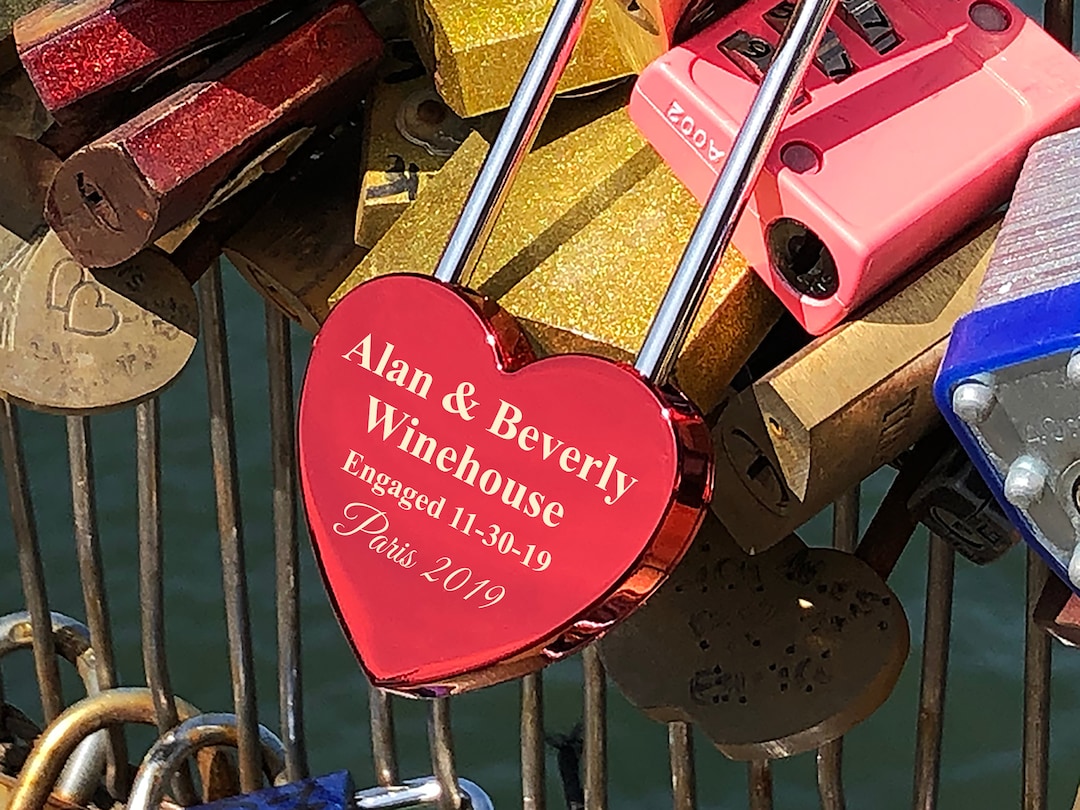 Personalized Red Heart Love Lock Engraved Lovelock Customize - Etsy