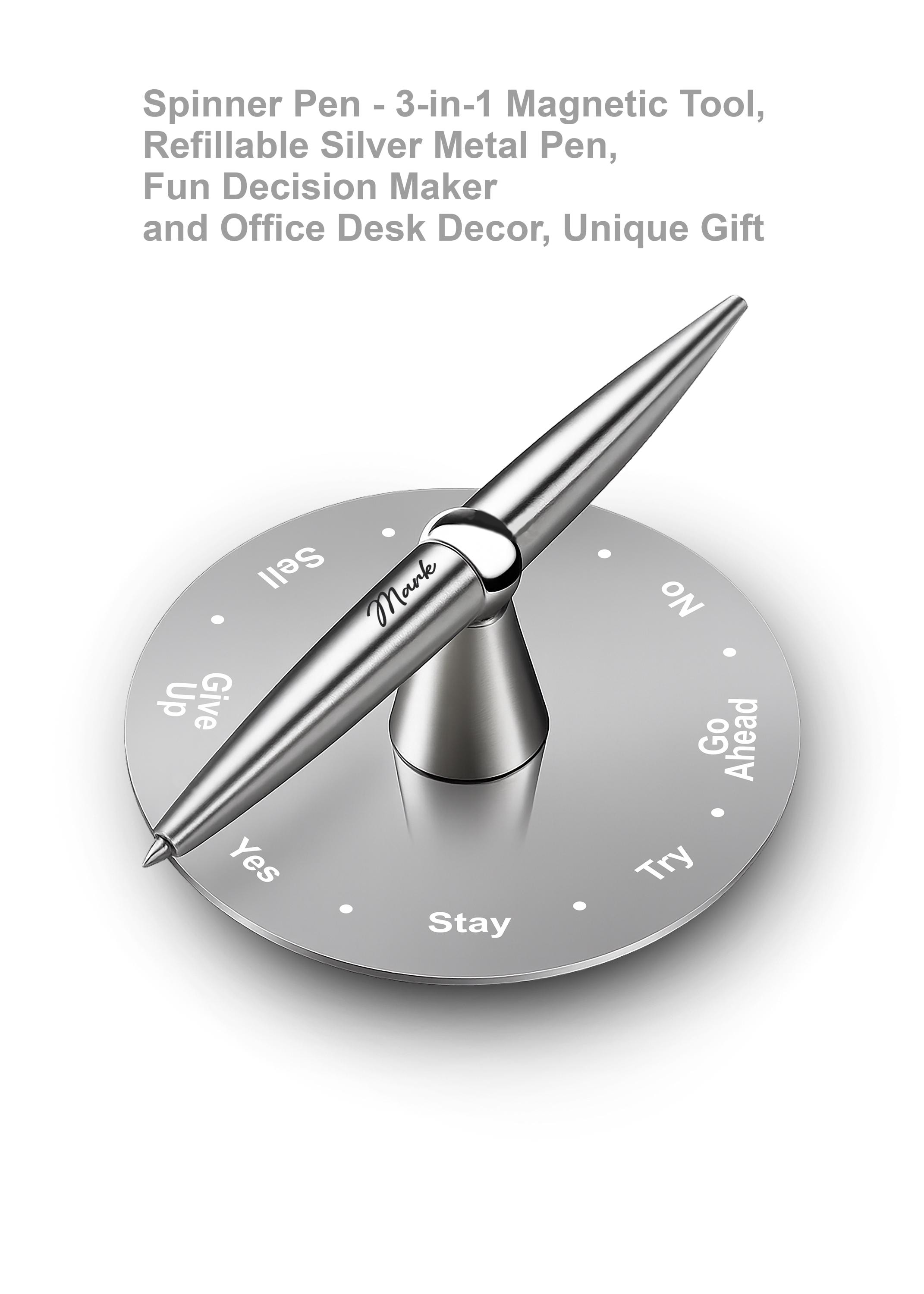 Custom Engraved Silver Pen With Stand & Decision Wheel, Personalized ...