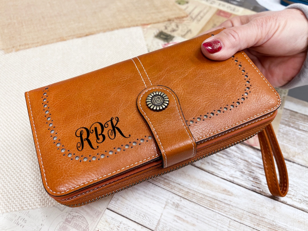 Personalized Genuine Vegan Leather Wallet for Women, Custom Engraved ...