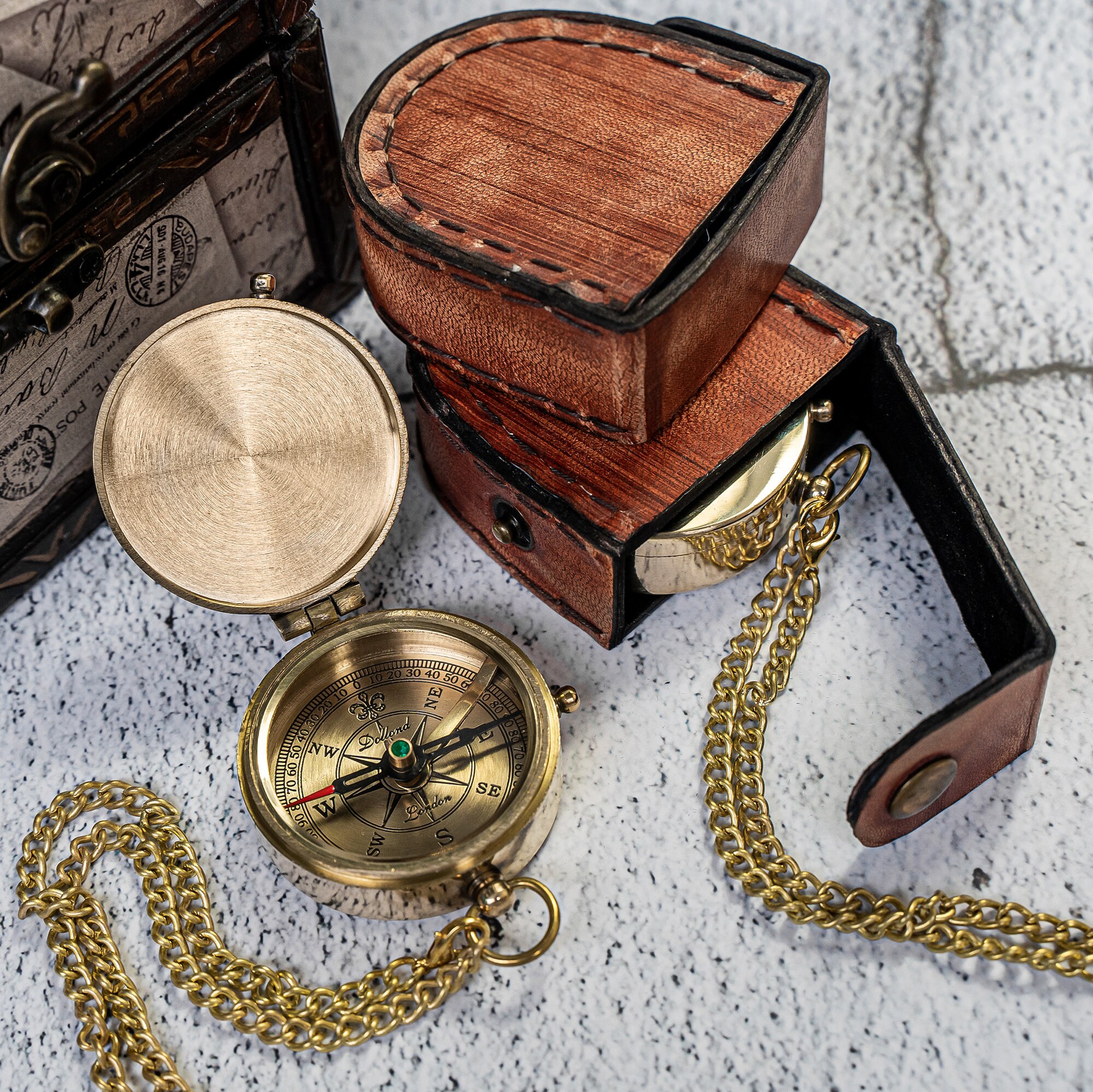 Leather Compass Case Personalized Engraved Option - Etsy