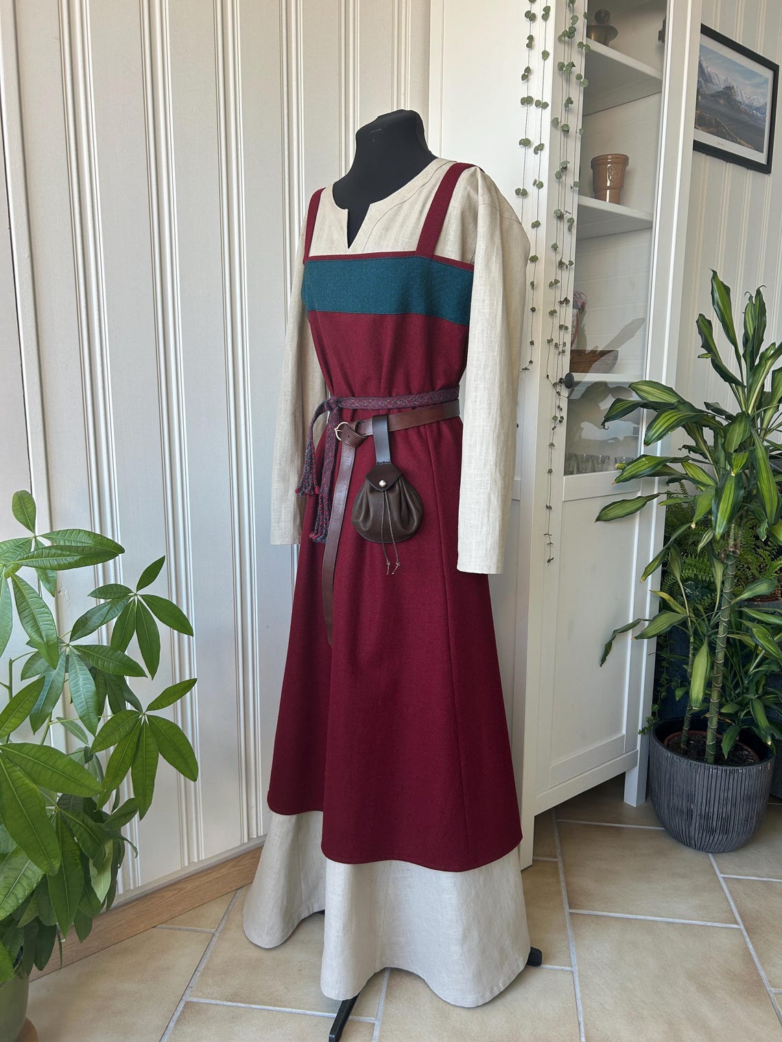 Merino Wool Viking Apron Dress: Dark Red Smokkr Costume - Etsy