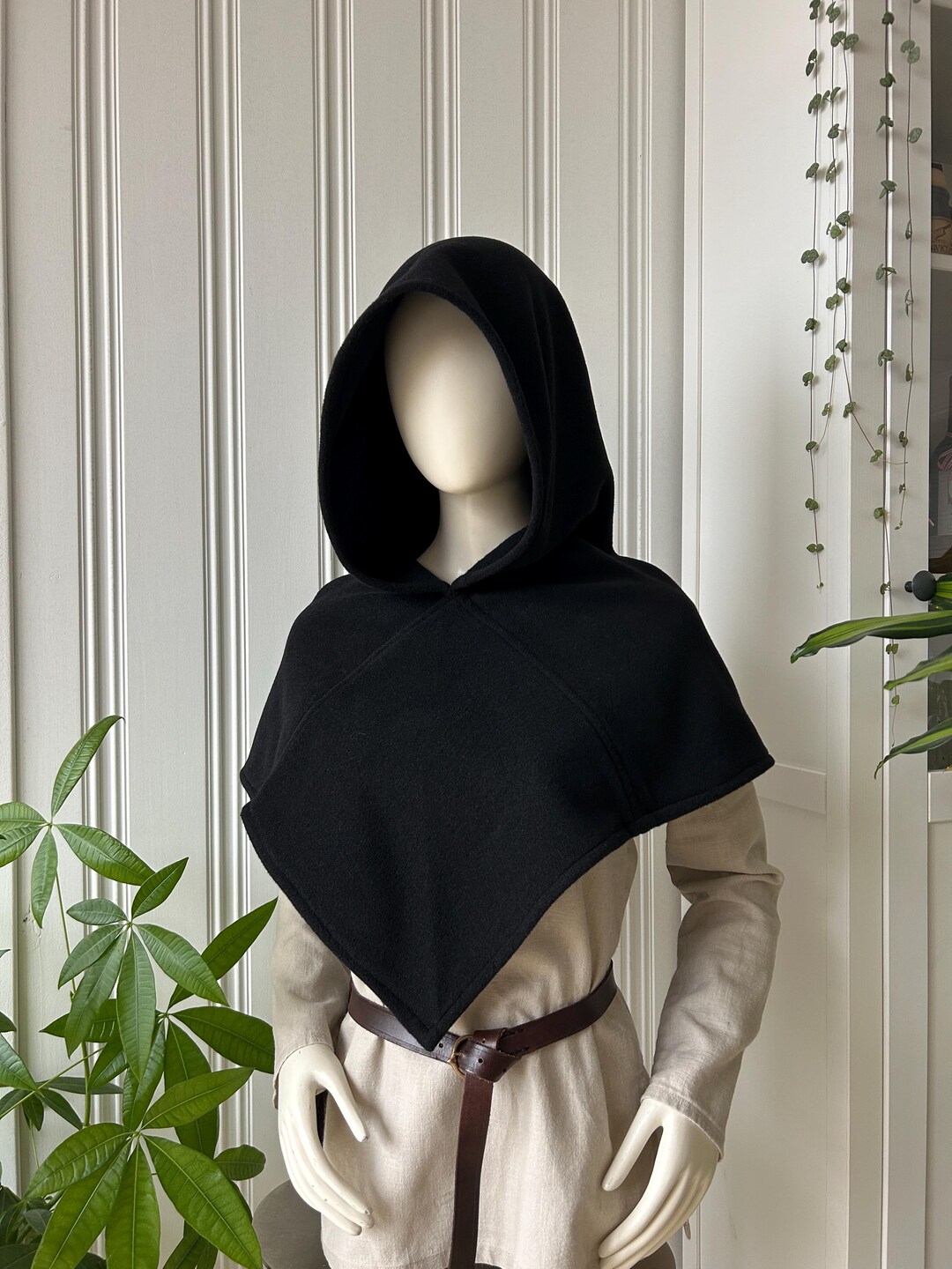 Black Skjoldehamn Viking Woolen Hood, UNLINED, LARP, Viking Costuming ...