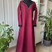 Hand Embroidered Viking Linen Dress: Dark Red & Black Norse Kirtle - Etsy