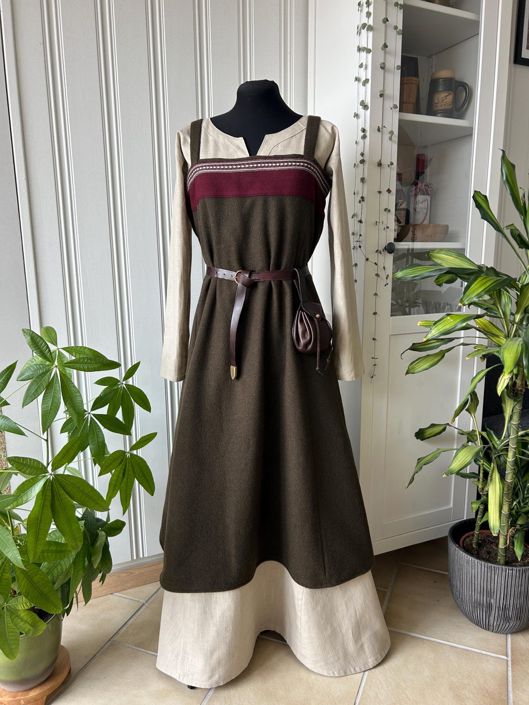 Woolen Viking Apron Dress Smokkr – Wool, Dark Green, Hedeby, Straps ...