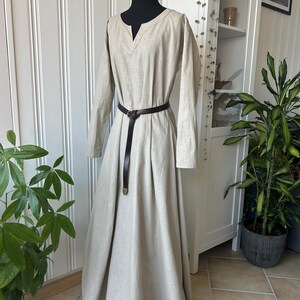 Beige Viking Linen Dress — Kirtle Tunic, Norse Costume, Viking Shirt ...