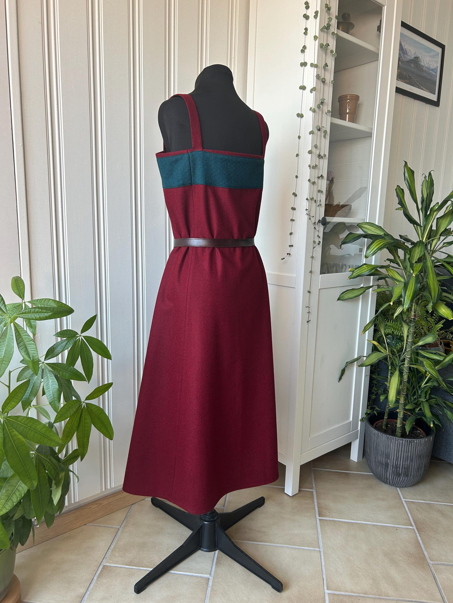 Merino Wool Viking Apron Dress: Dark Red Smokkr Costume - Etsy