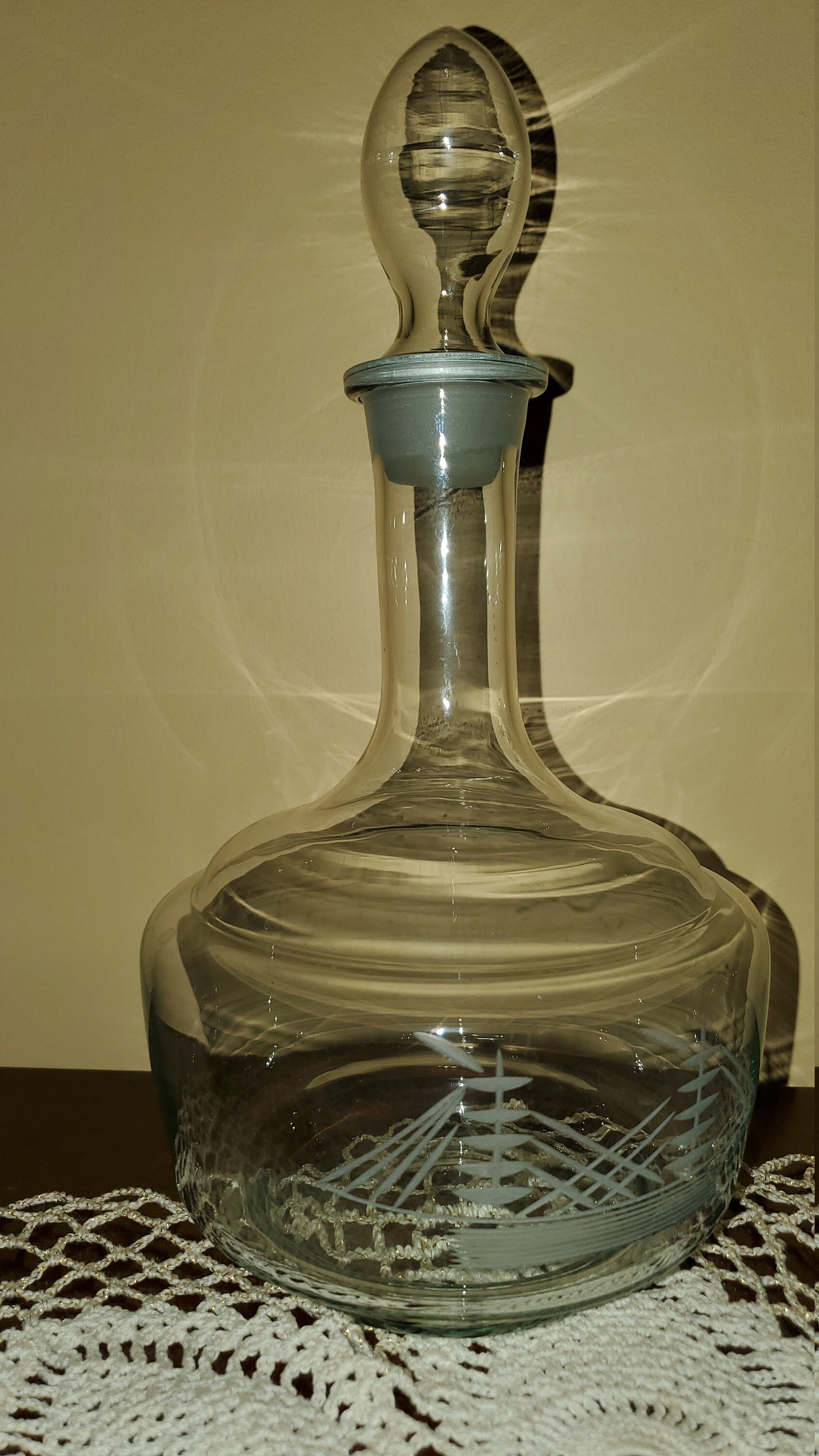 Glass Decanter Nautical Decanter Etched Ship Glass Decanter | Etsy