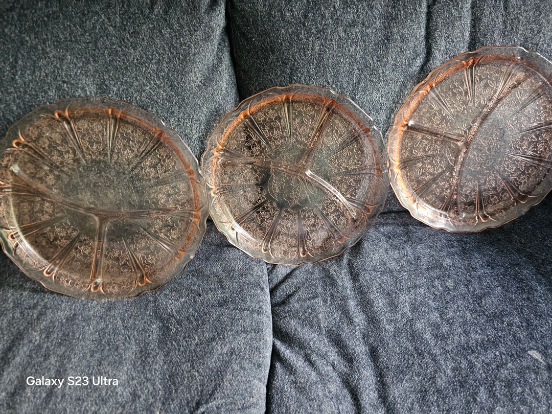 Pink Depression Dinner Plates, Cherry Blossom 9 1/4 Inch Dinner Pates ...