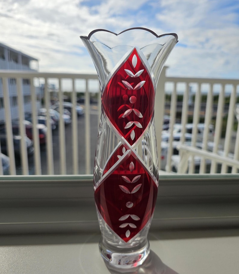 Lenox Crystal Vase: Crimson Splendor Cut Glass, 9" - Etsy