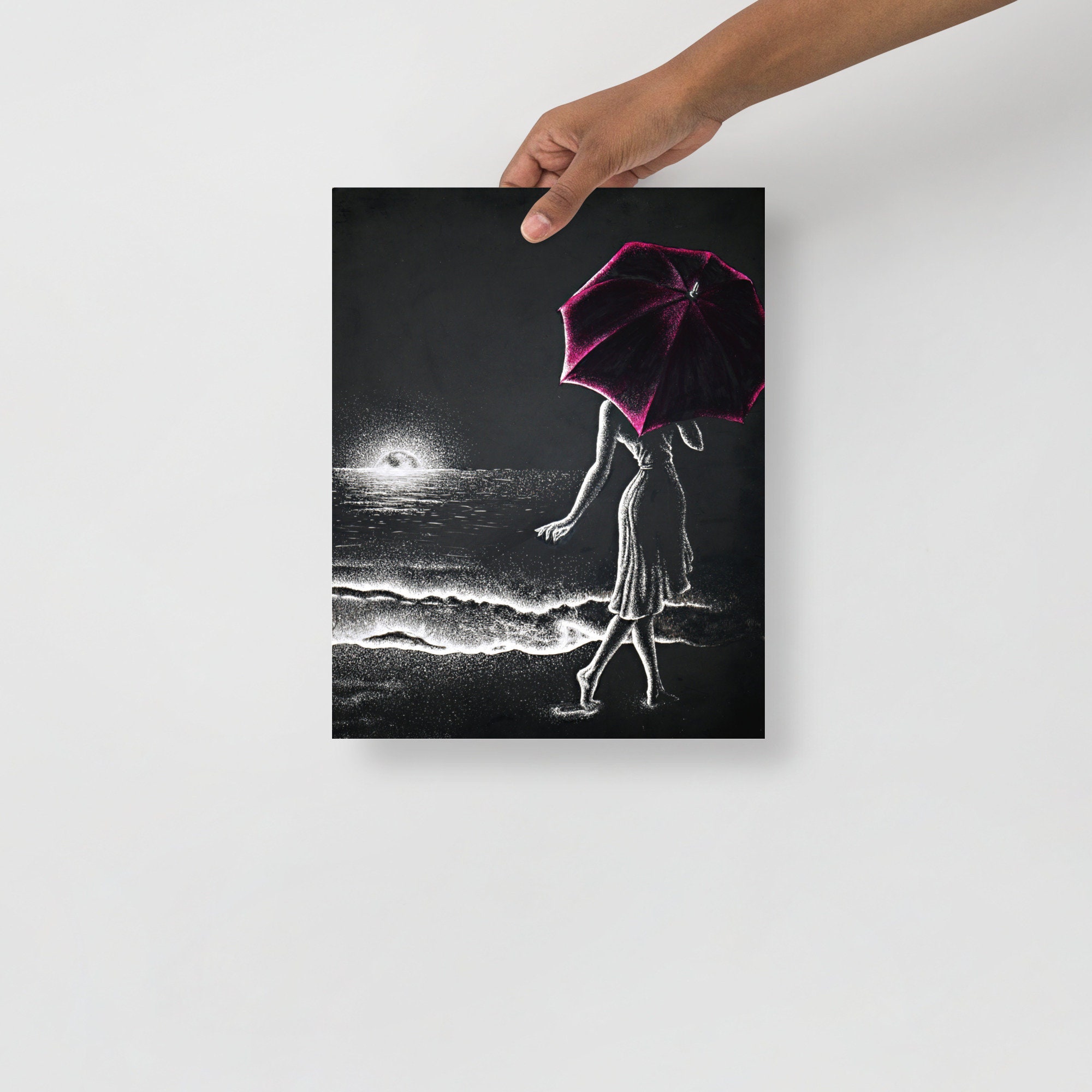 Night at the Beach | Scratch Board | Fine Art Drawing Poster - Etsy