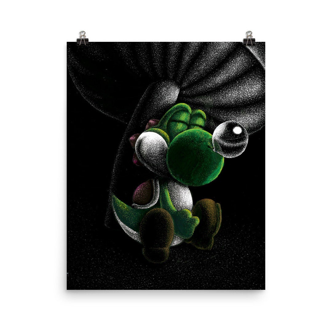 Sleeping Yoshi | Scratchboard | Hand Drawn Poster - Etsy