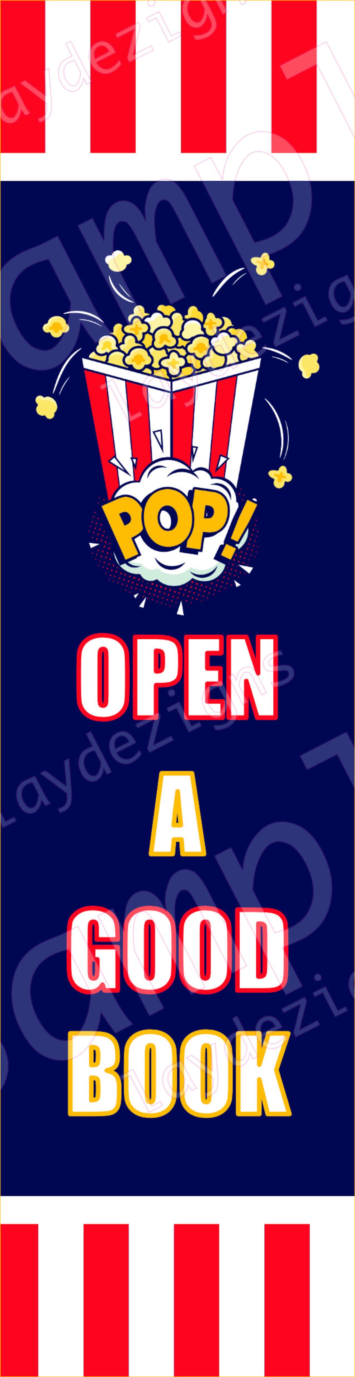 Printable Pop a Good Book Popcorn Bookmark - Etsy