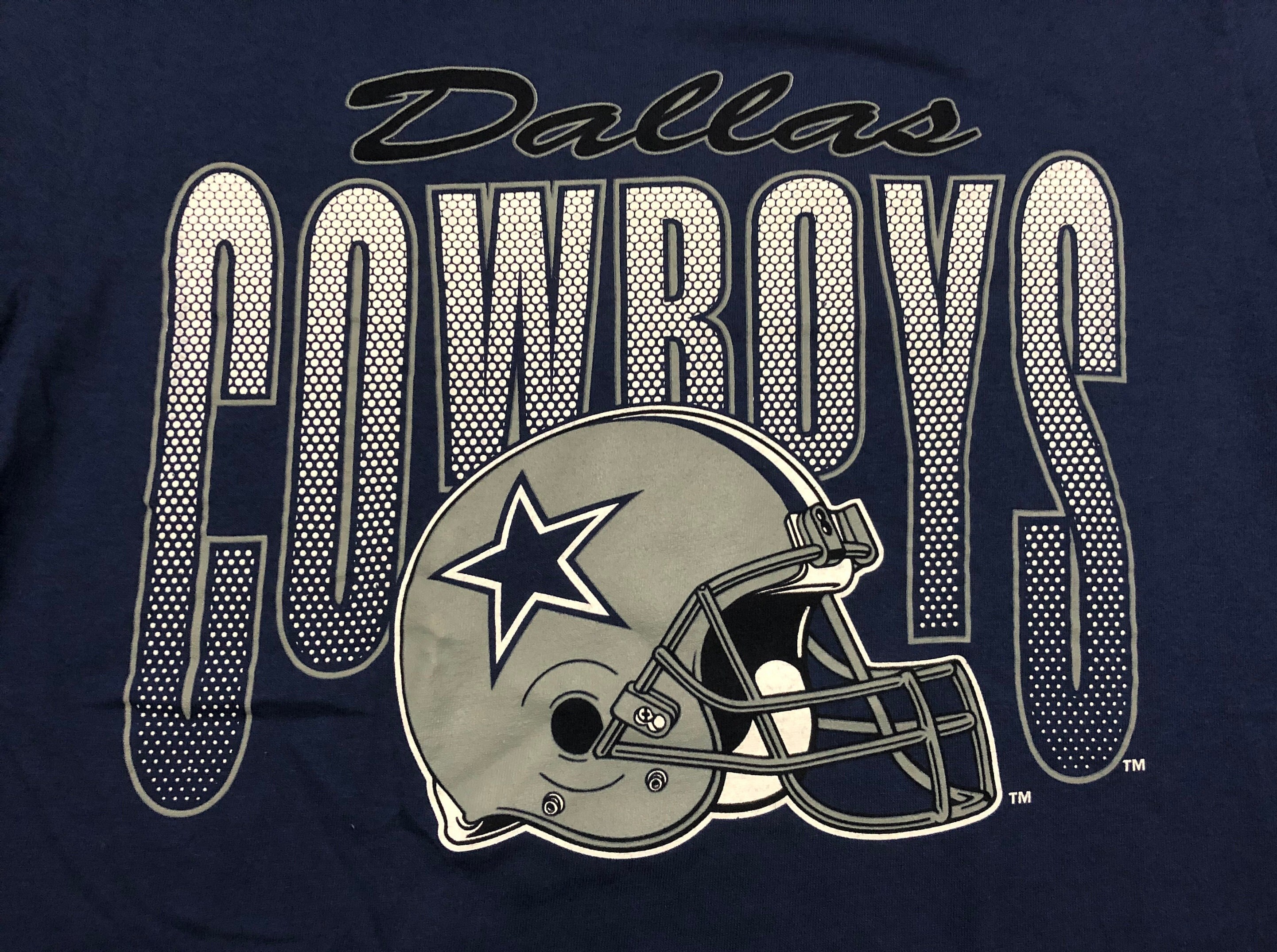 Large 90's Dallas Cowboys T Shirt Blue Silver White Football Helmet Men ...