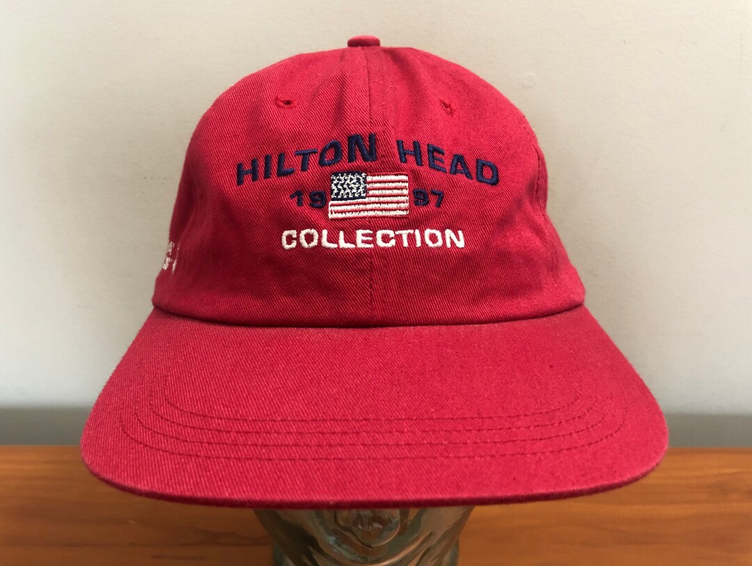 1997 Hilton Head Collection Baseball Cap Strapback Hat Red Blue White ...